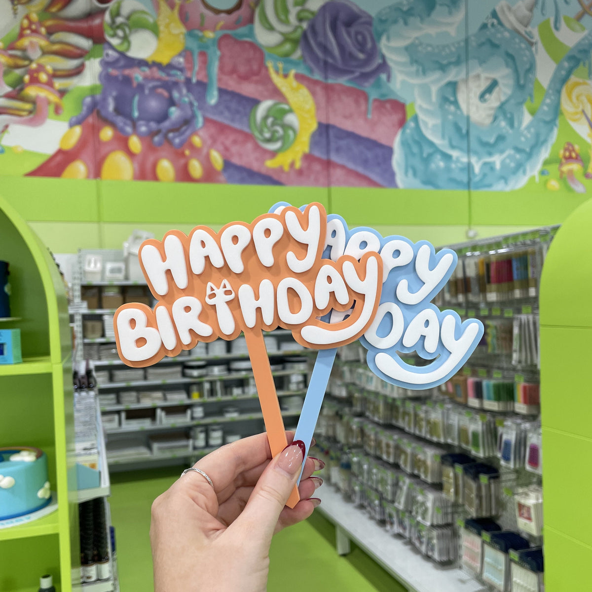 Topper Happy Birthday Blue — Cakers Warehouse